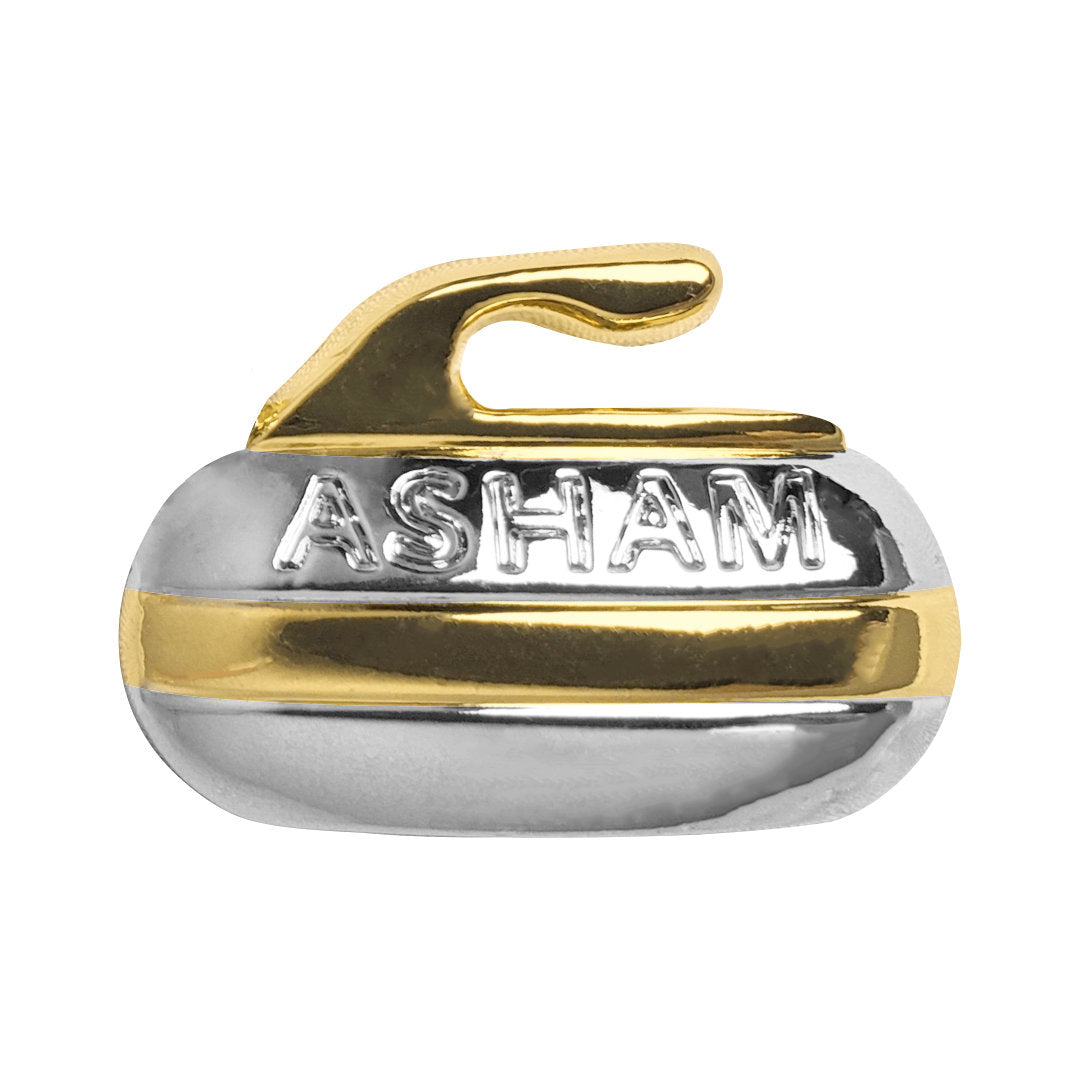 Curling Rock Pin - Gold & Silver Lapel Pin | Asham – Asham Curling Supplies